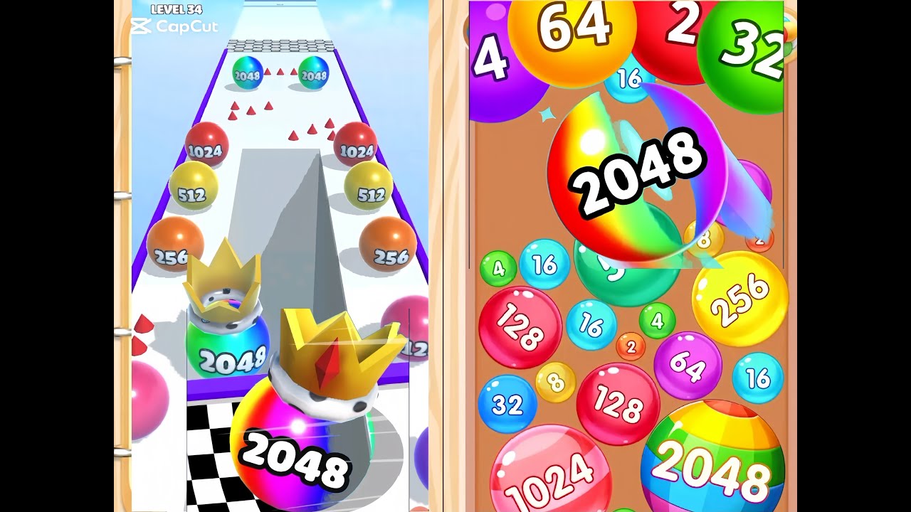 2048 Bubble Merge ball v/s Balls merging time 2048 ball merge ball ...