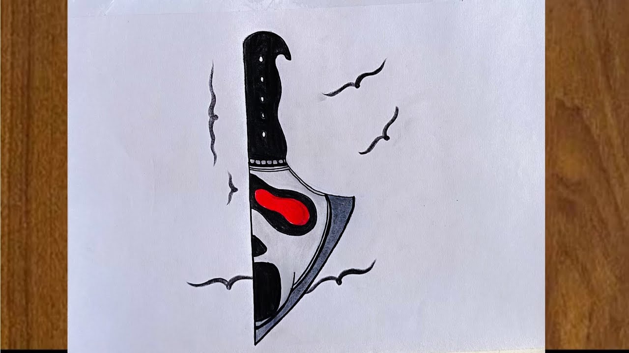 Scary sketch | how to draw a ghost face in knife 🔪 easy step - by ...