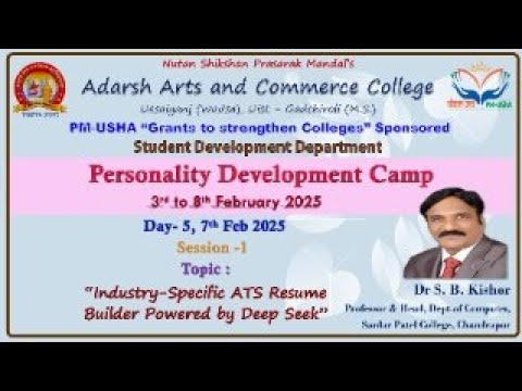 One Week Personality Devlopment Camp, Adarsh Arts, Commerce and Science ...