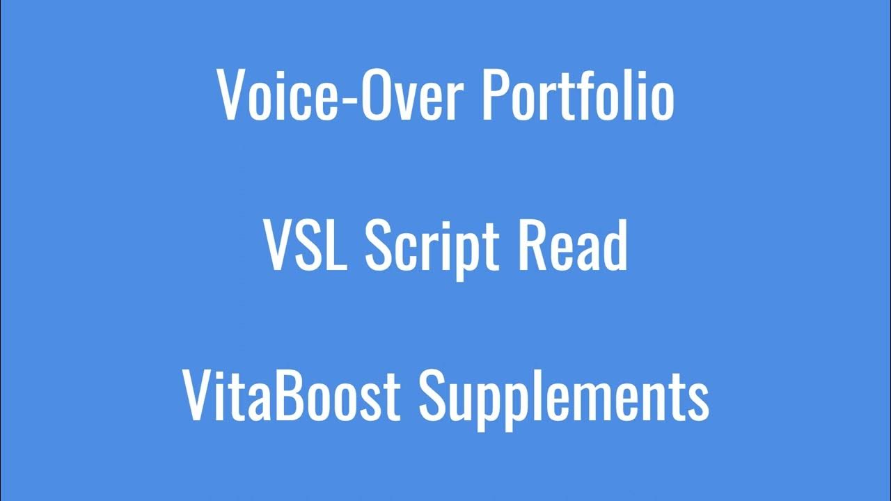 Voice-Over Portfolio - VitaBoost Supplements - VSL Script Read - YouTube Voice-Over Portfolio - VitaBoost Supplements - VSL Script Read - YouTube