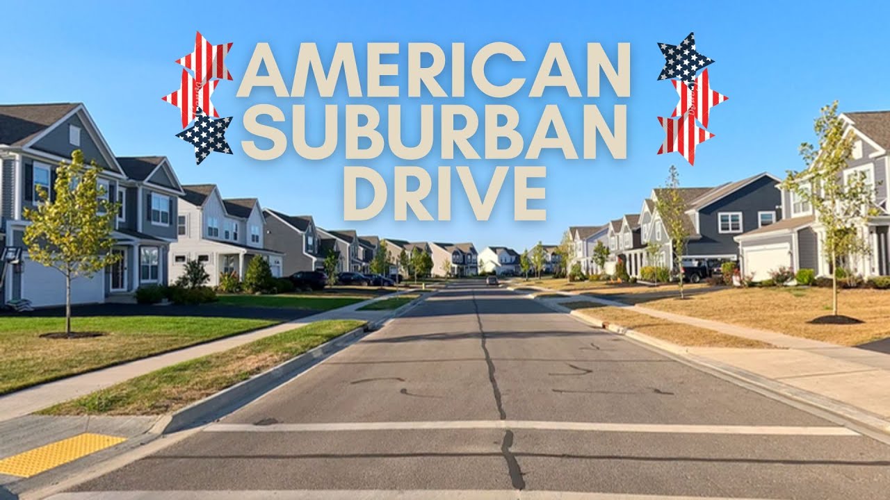 Suburban Neighborhood Drive through for relaxation and studying | 4k ...