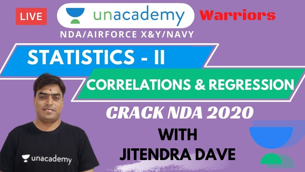 Statistics - Correlations & Regressions | NDA 2020 | Maths for NDA 2020 | Jitendra Dave - YouTube