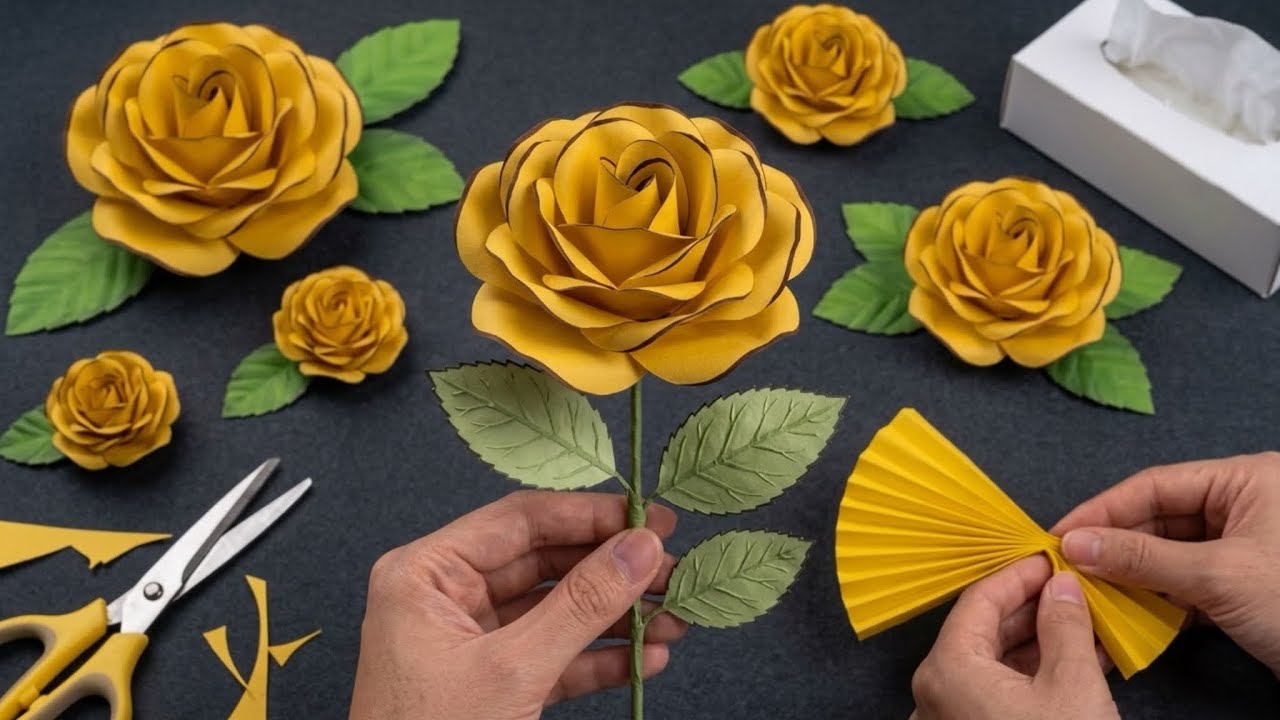 🌼Turn Paper Into STUNNING Paper Flowers | Easy DIY Paper Flower Craft 💛 ...