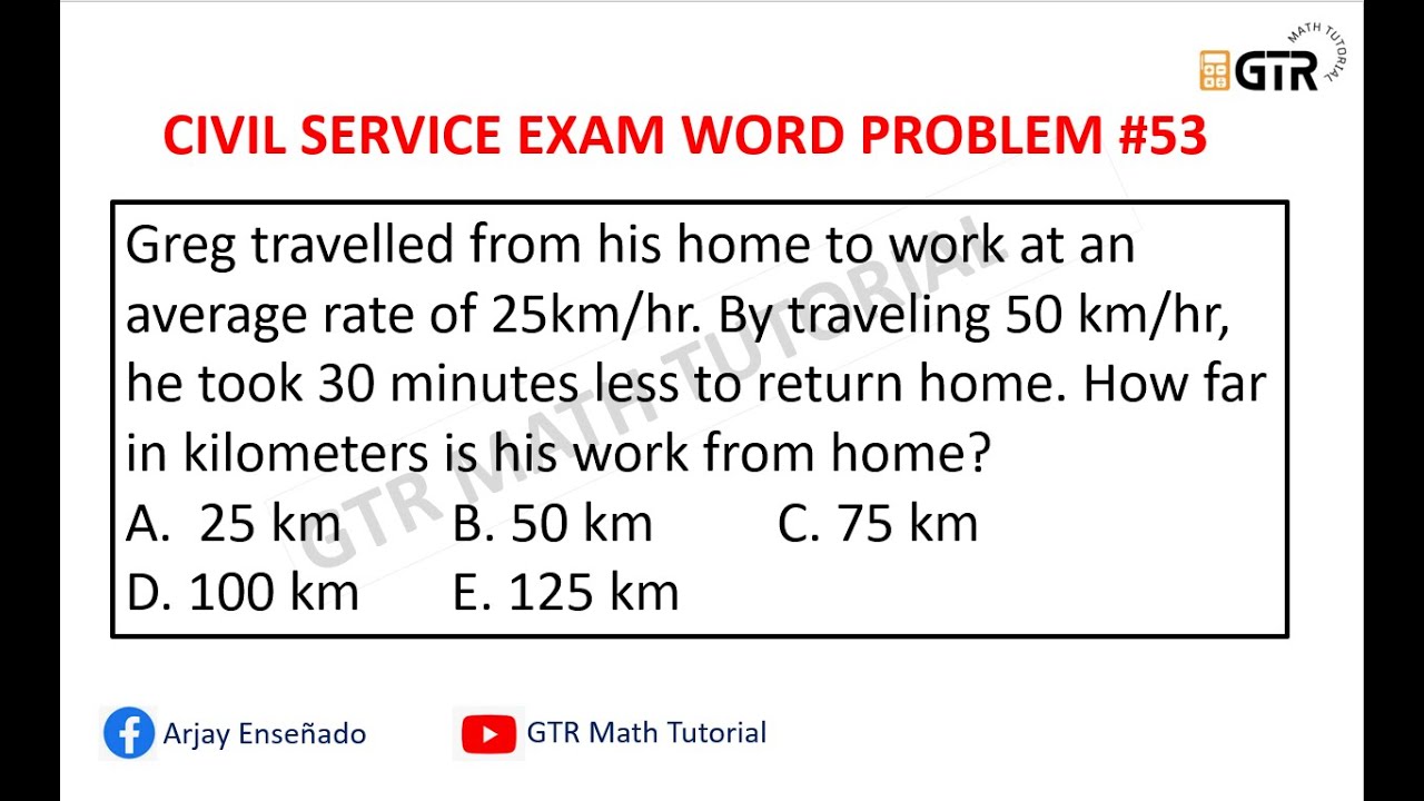 CIVIL SERVICE EXAM WORD PROBLEM #53 - YouTube