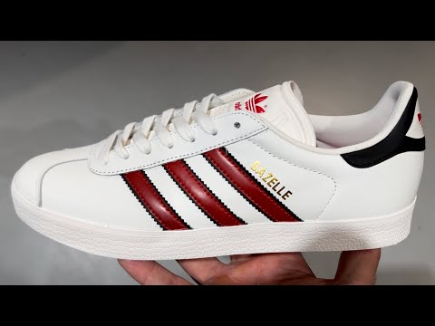 Adidas Gazelle White Scarlet Black Red Shoes