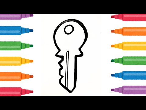 How to draw a Key step by step | Key drawing and coloring for kids ...