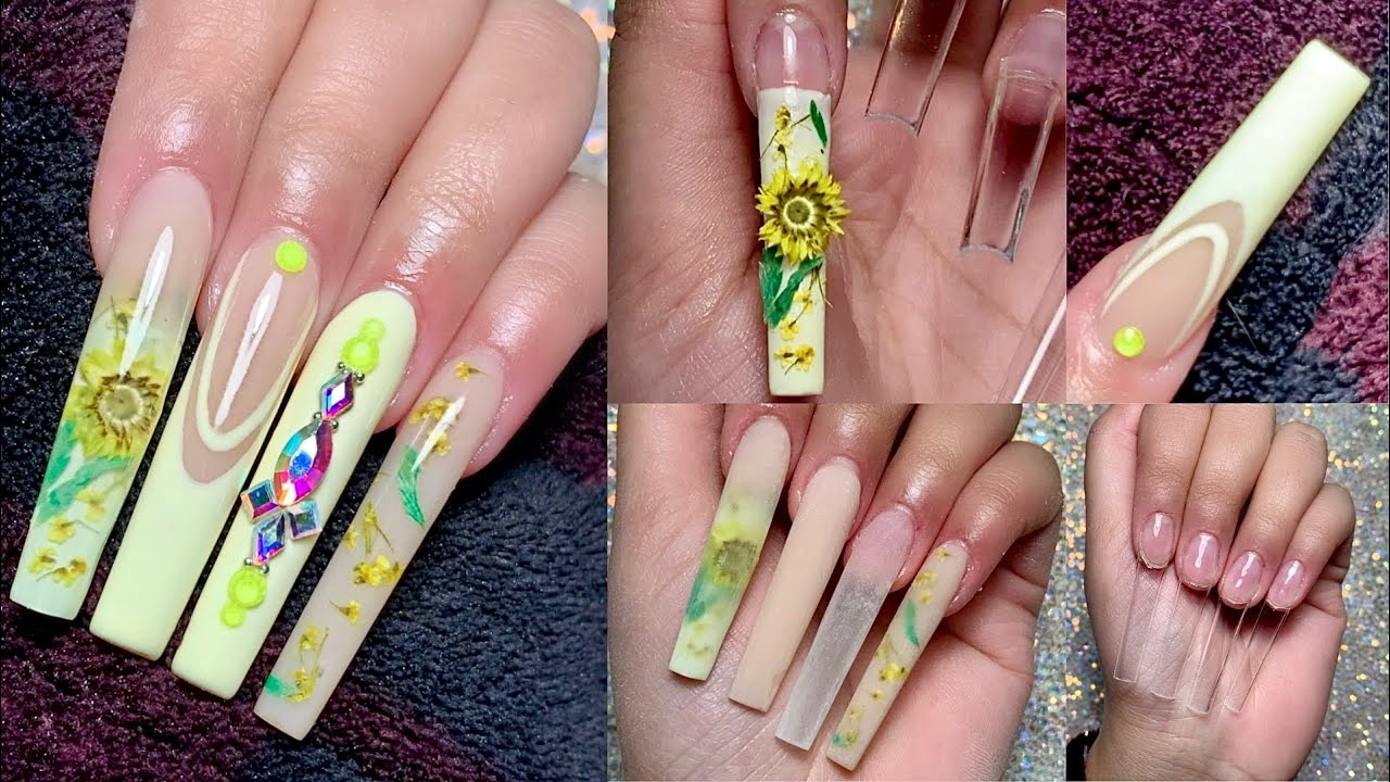 YELLOW SPRING POLYGEL SET + ENCAPSULATED FLOWERS | GlowTips NEW Gel ...