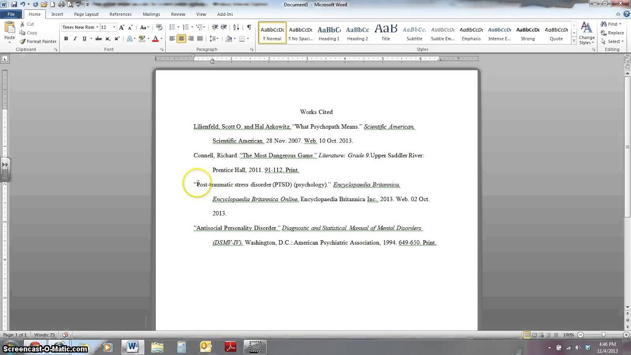 Set up for Works Cited Page - YouTube