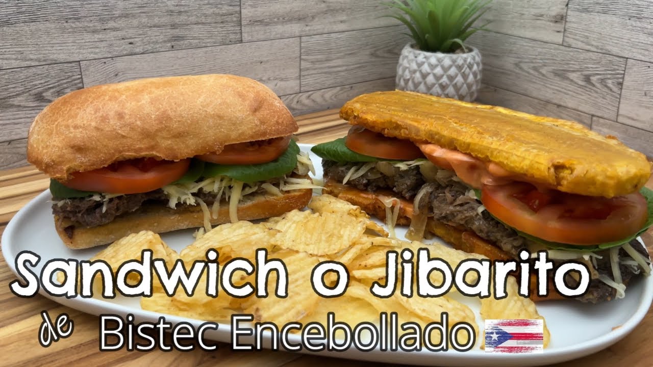 Sandwich y Jibarito de Bistec Encebollado (Puerto Rican style steak ...