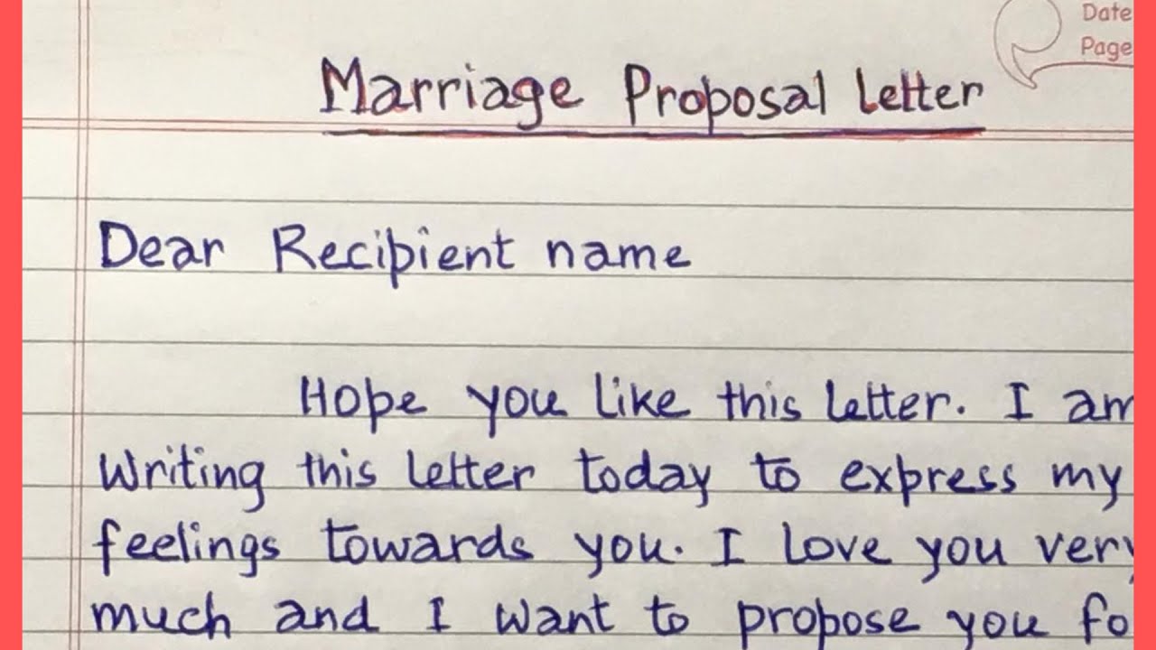Marriage Proposal Letter || How to write marriage proposal letter - YouTube