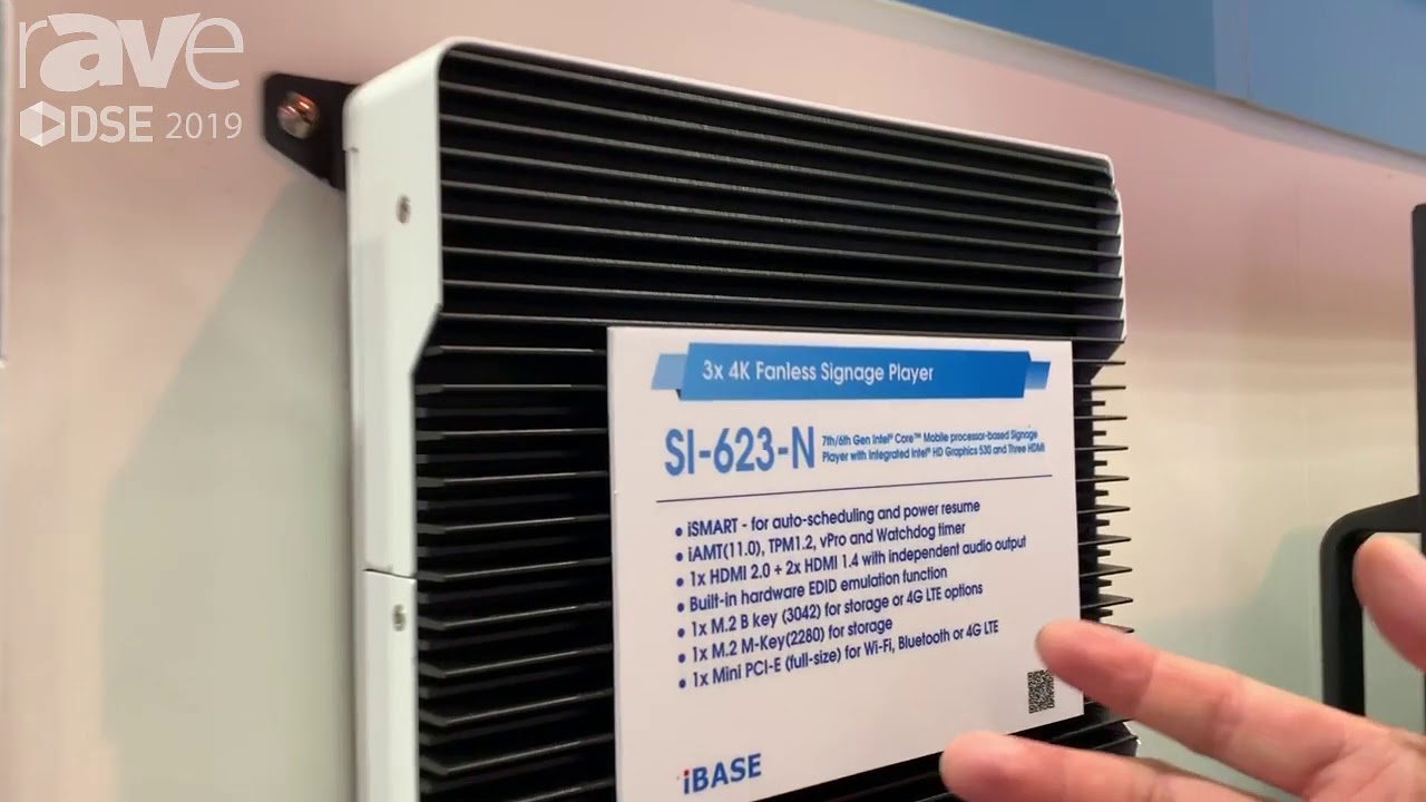 DSE 2019: IBASE Technology Showcases SI-623-N 4K Fanless Signage Player - YouTube