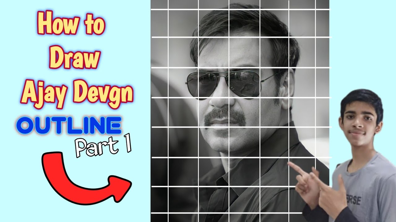How to draw Ajay Devgn/Step by Step Tutorial/Outline Tutorial/Grid ...