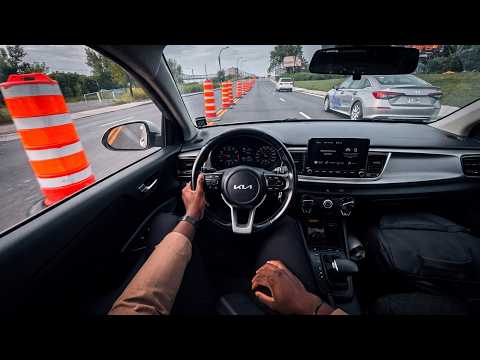 ASMR Driving | 2024 Kia Rio | Cloudy Summer Cruise on Montreal Streets