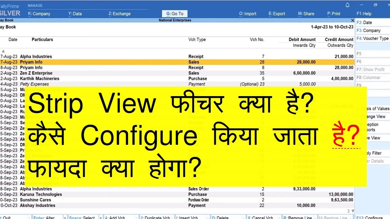 What is Strip view new feature in tally prime 5.0, how to configure ...