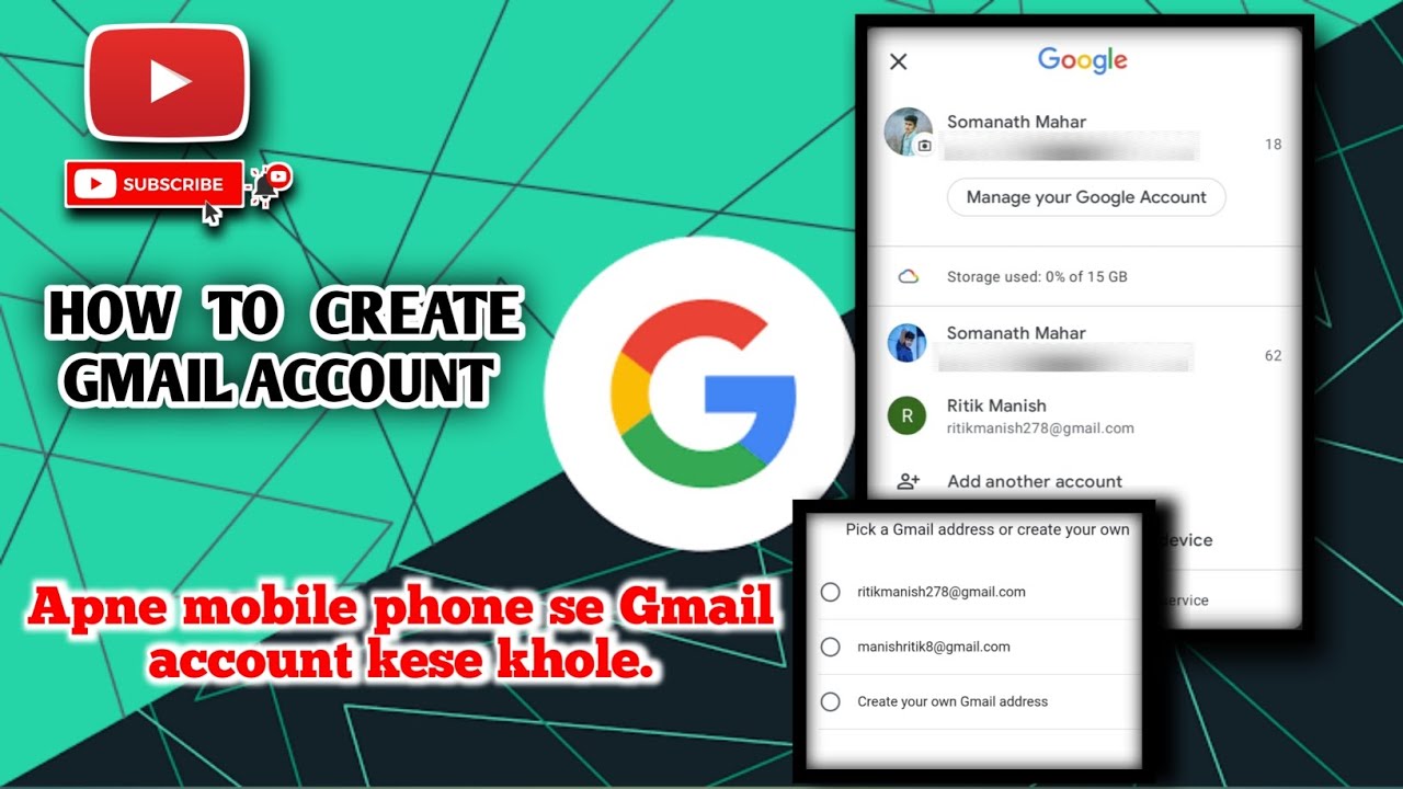 How To Create Gmail Account || Apne Mobile Phone Se Gmail Account Kese ...