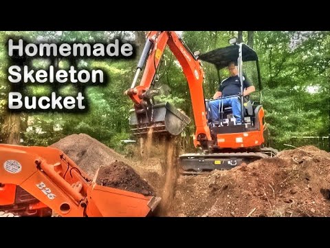We made an Excavator Skeleton bucket for our KX018 mini - YouTube