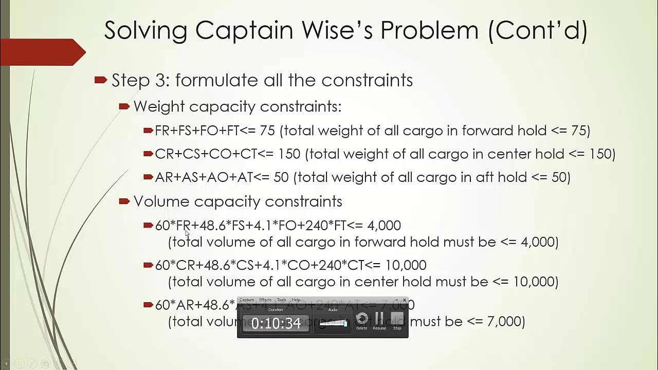 A linear programming example: Captain Wise's Packing Problem - YouTube