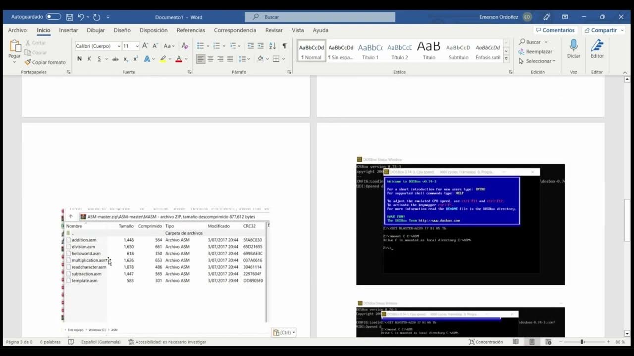 Tutorial DosBox MASM - YouTube