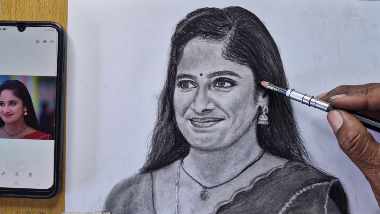 Ayali Serial Actress Tejaswini Gowda Pencil Drawing | MAGIMAY ARTS ...