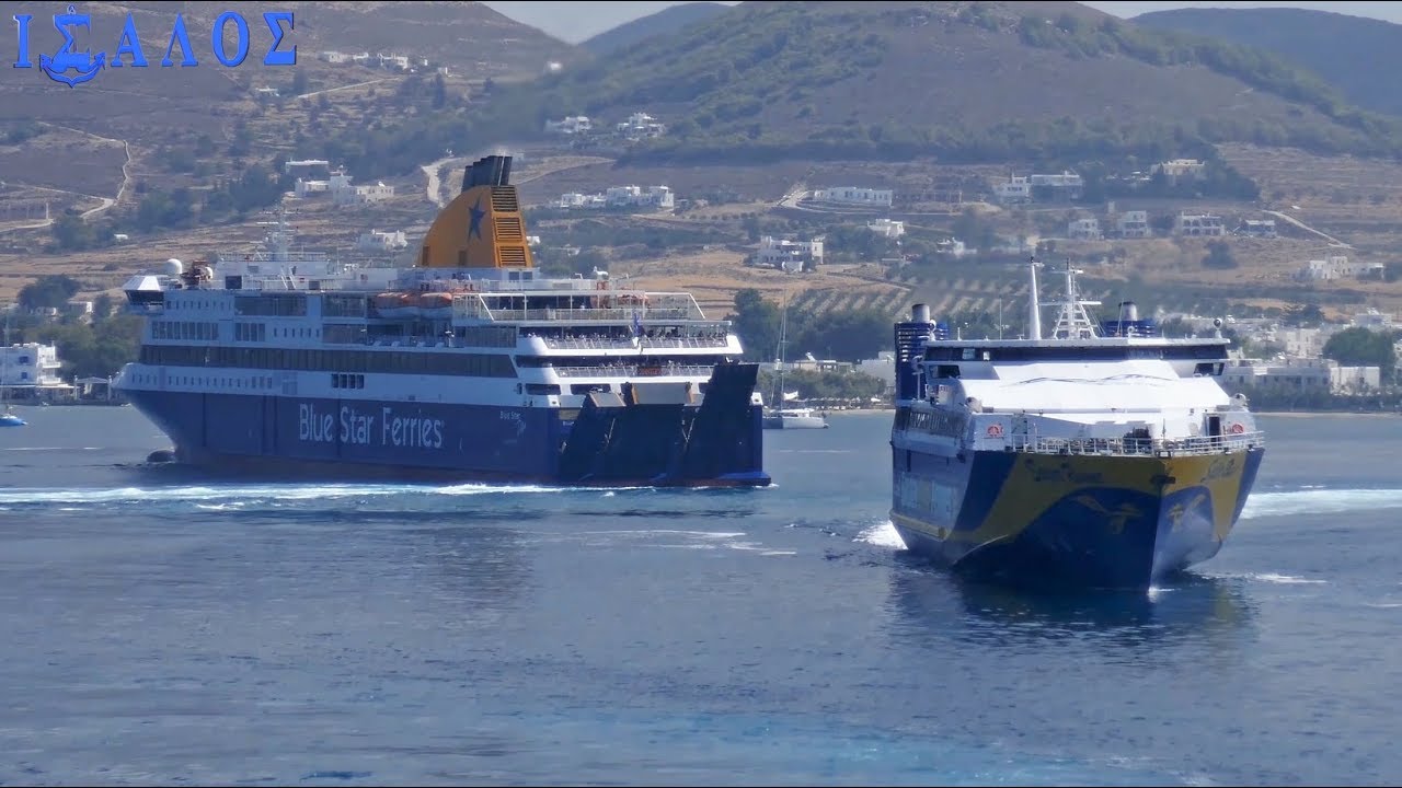 Paros port traffic: Blue Star Delos – Superrunner – Blue Star Naxos at ...