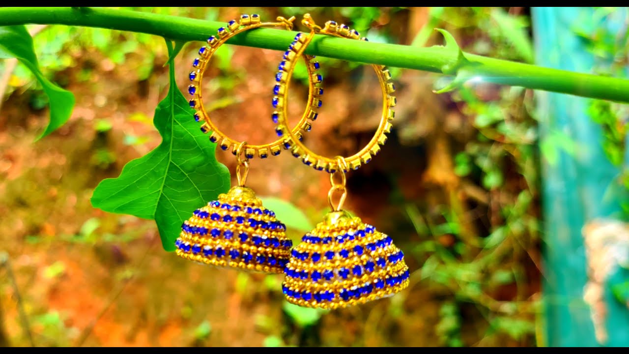 Blue Stunning Hoop Earing | Designer Hoop Jhumka | Step by Step ...