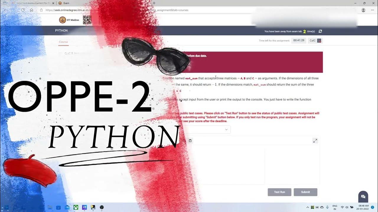 mat_sum | IITM OPPE-2 MARCH 2022 #python #OPPE - YouTube