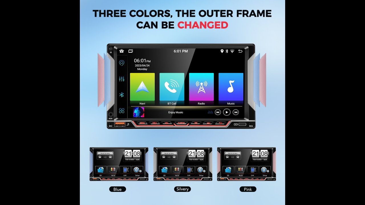 GEARELEC Android 12 Head Unit GPS Navigation 2DIN 7 inch Bluetooth WiFi ...