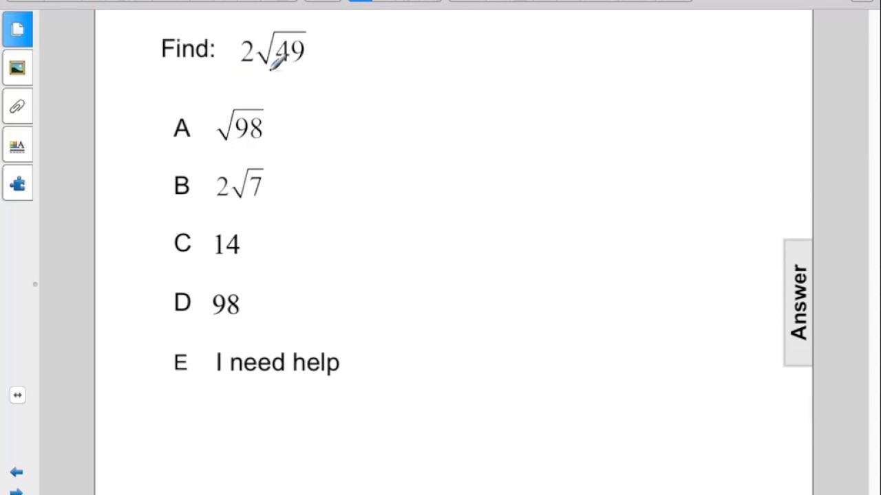 Algebra2 Rad Funcs Working w Sq Roots Q02 - YouTube