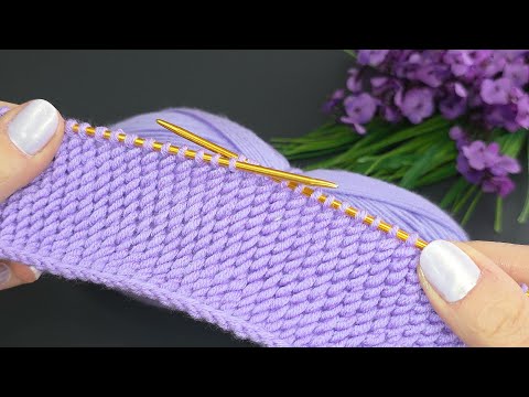 İki Sıradan Oluşan Kolay İki Şiş Örgü Yelek Model Desen 💜#crochet #knitting #diy #handmade #flower 