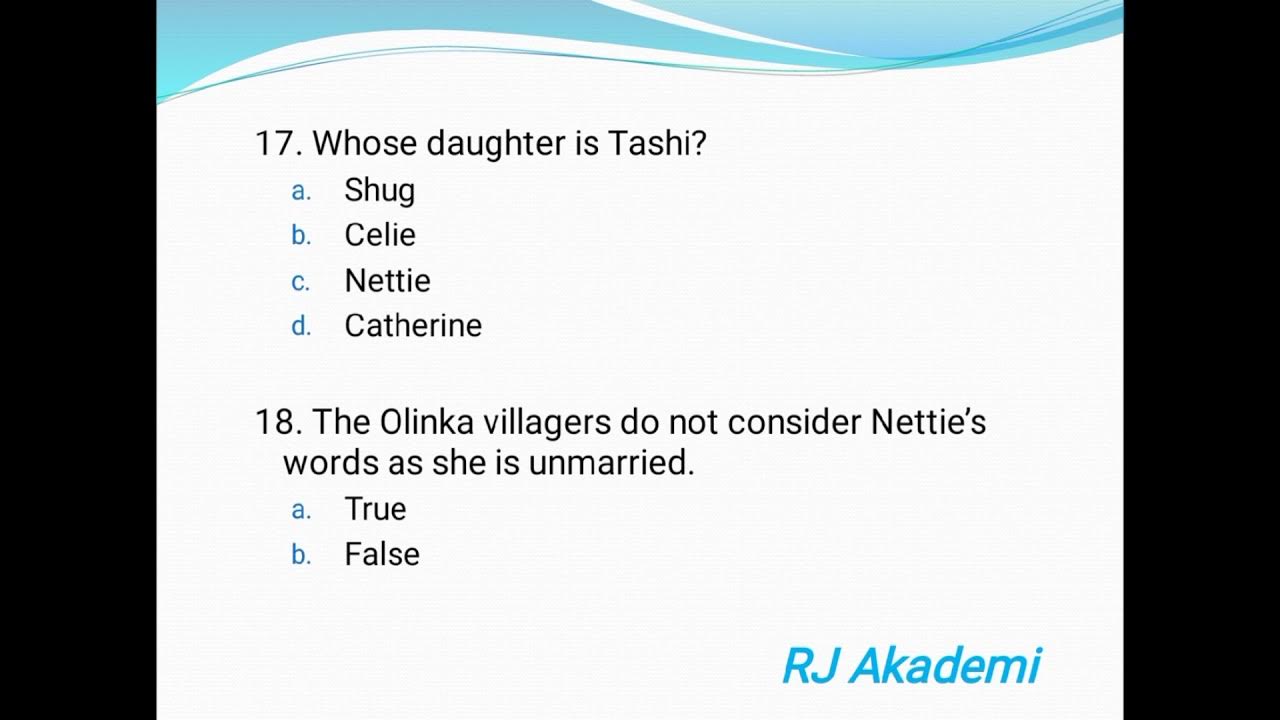 RJ Akademi - The Color Purple - MCQ Test 2 (For TRB & NET / SET) - YouTube