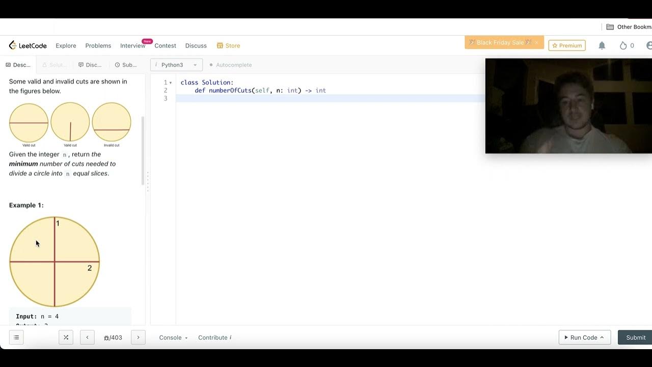Leetcode 2481. Minimum Cuts to Divide a Circle - YouTube