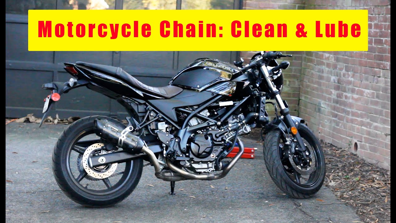 Motorcycle Chain Clean and Lube on Suzuki SV650X - YouTube