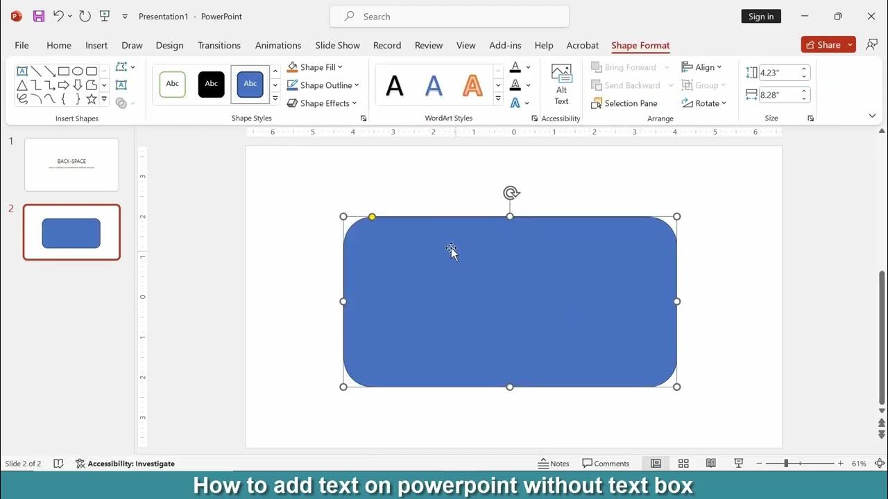 How to add text on PowerPoint without text box - YouTube