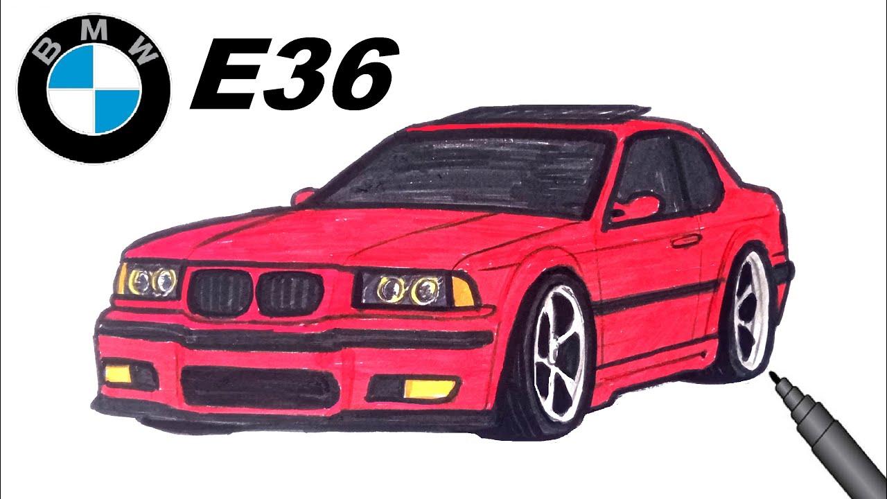 Easy Drawing Bmw E36 I Kolay Bmw E36 Çizimi I Modifiyeli Araba Nasıl ...