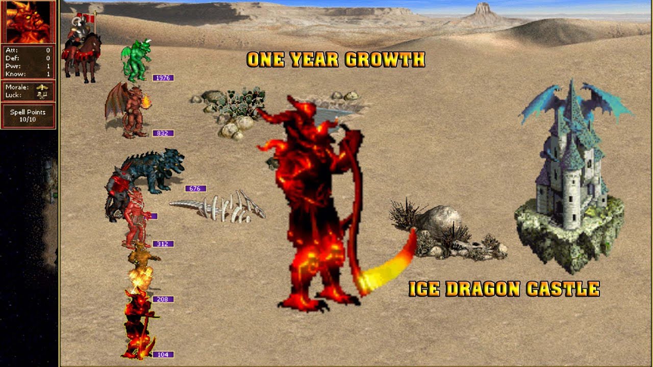 Heroes 3 COMBAT One year growth Inferno vs Ice Dragon Castle - YouTube
