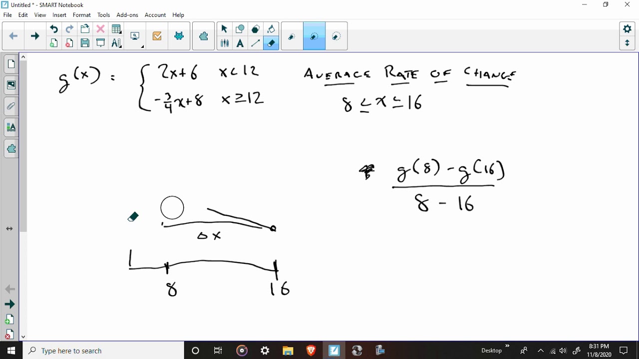 Average Rate Of Change Piecewise Function YouTube