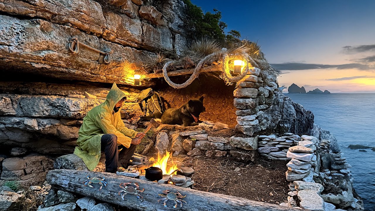 3 DAYS solo survival (NO FOOD, NO SHELTER) Catch and Cook, CRAB ...