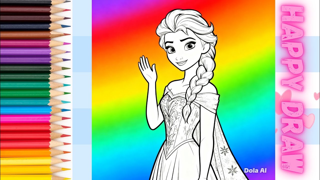 Drawing and coloring Elsa frozen for kids and toddlers - YouTube