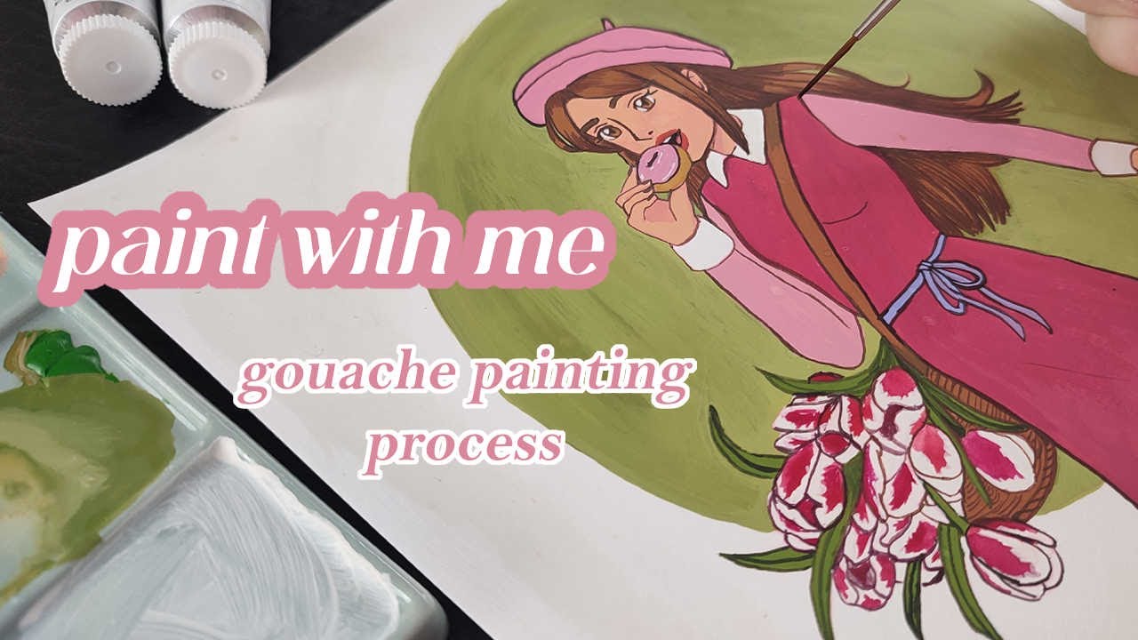 Paint With Me Gouache Painting Process 🌷 - YouTube