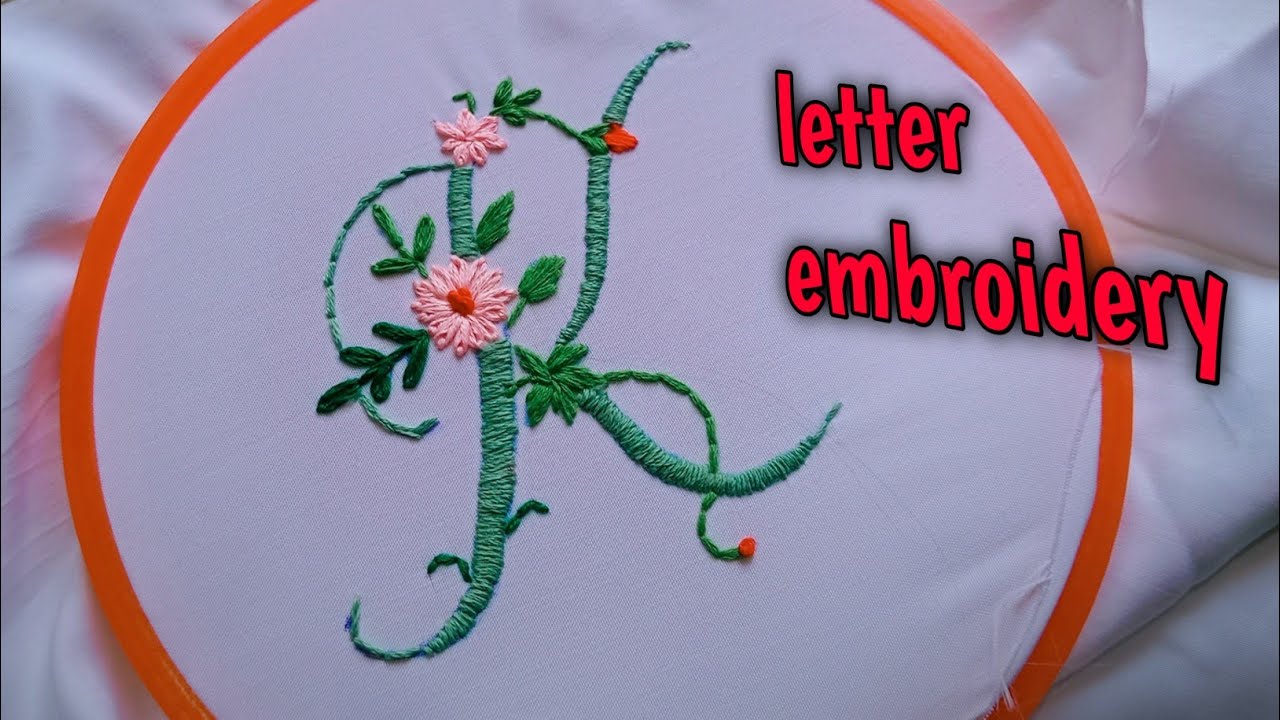 K letter hand embroidery design for handkerchief - YouTube