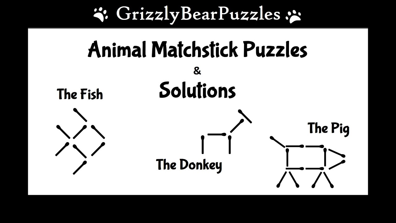 Animal Matchstick Puzzles with Solutions: Pig, Donkey and Fish. - YouTube