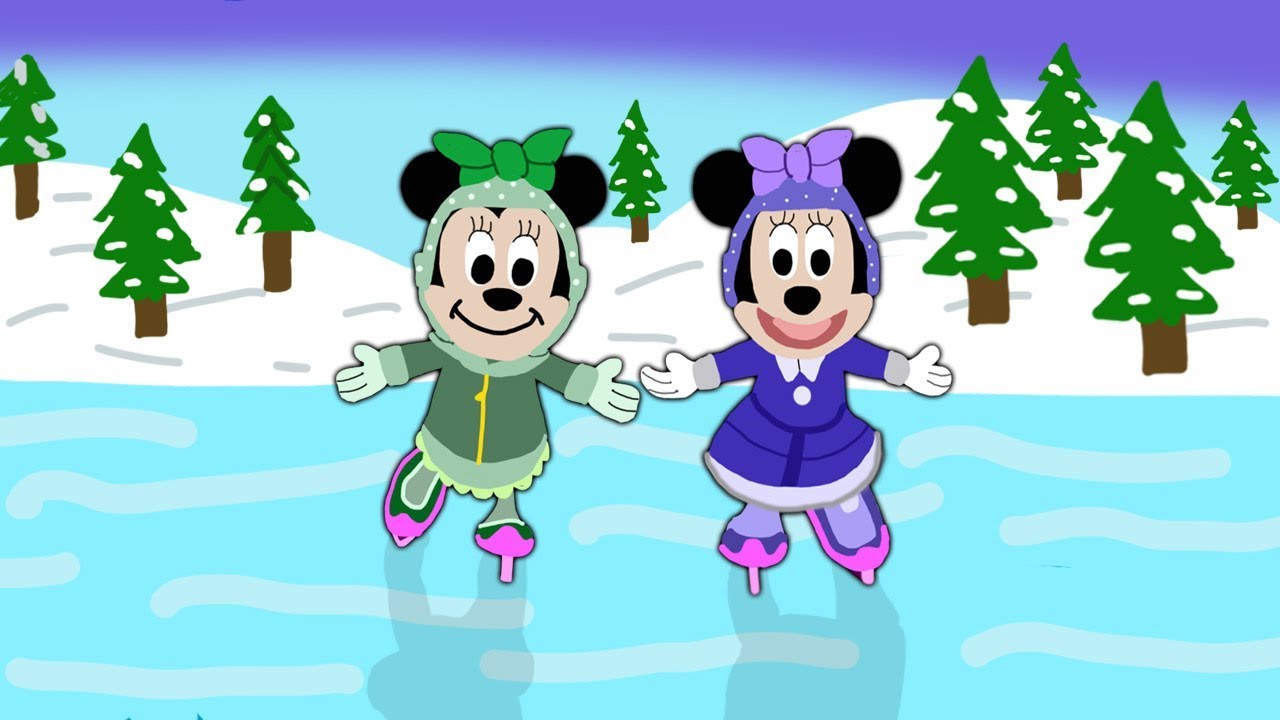 Mickey Mouse Millie And Melody Playing Ice Skating *Drawing* Disney ...