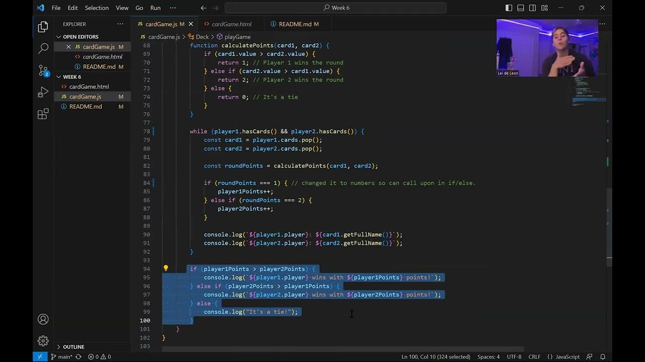 Card Game War with JavaScript - Front End Development - YouTube