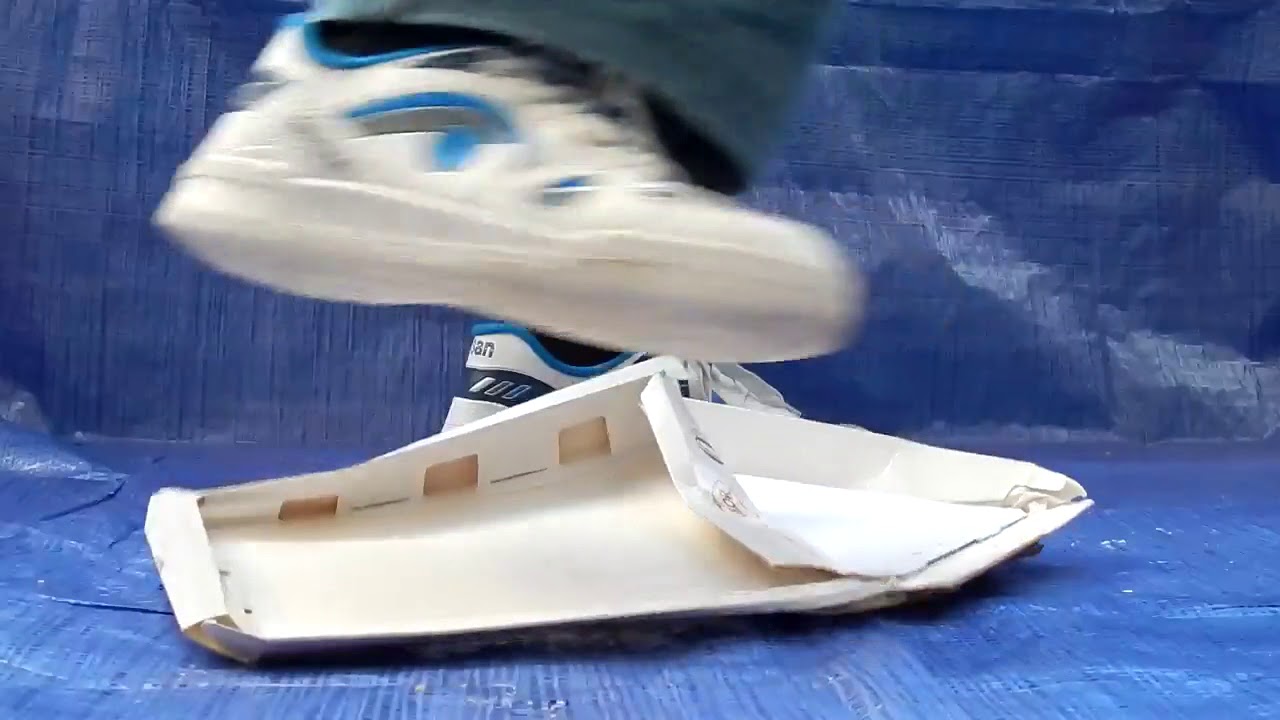 Sneakers crushing cardboard boxes - YouTube