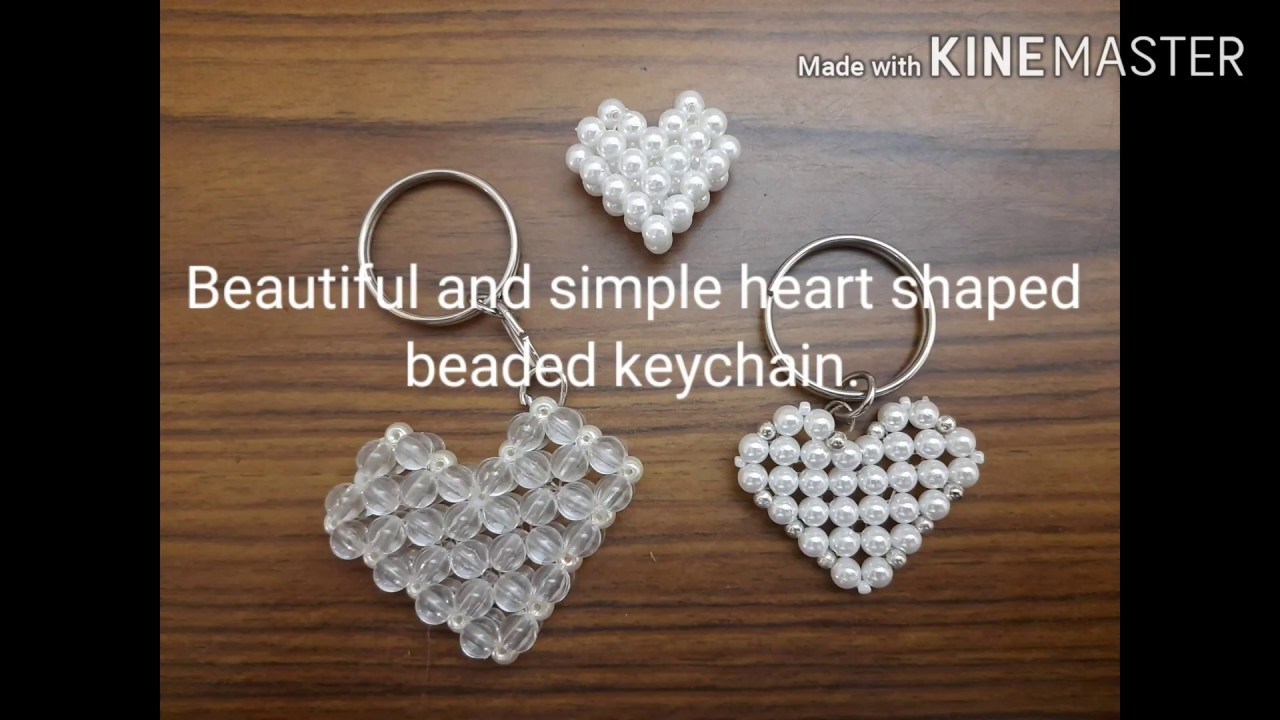 DIY How to make Beads heart shaped keychain - YouTube