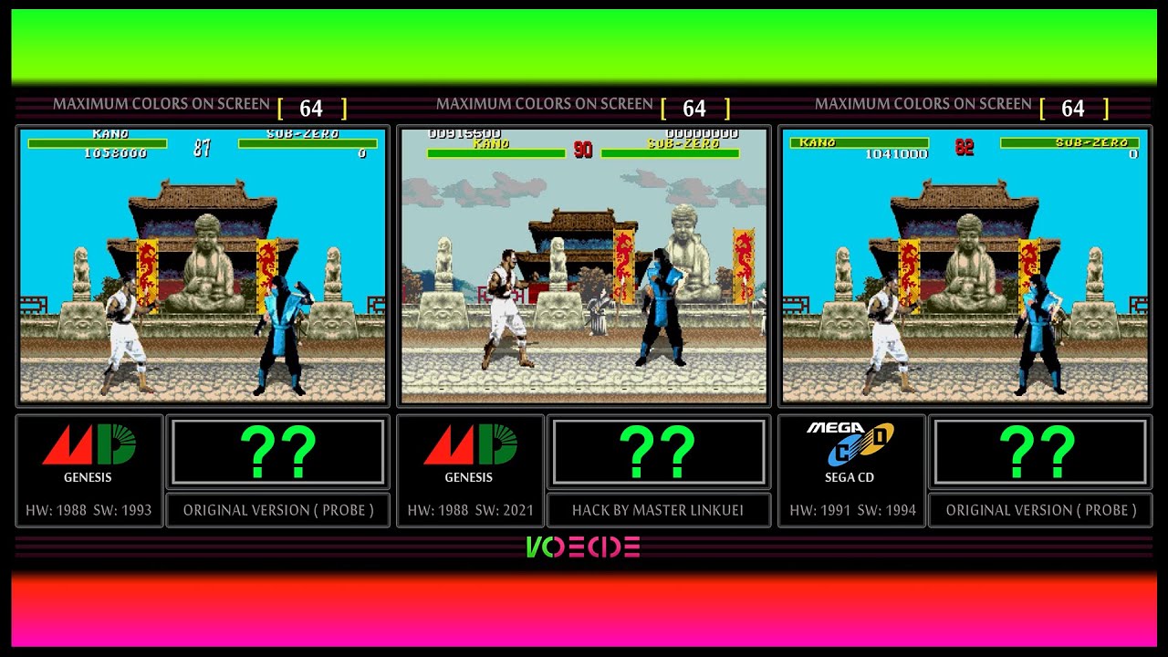 [Hack] Simultaneous Colors of Mortal Kombat (Sega Genesis vs Sega CD ...