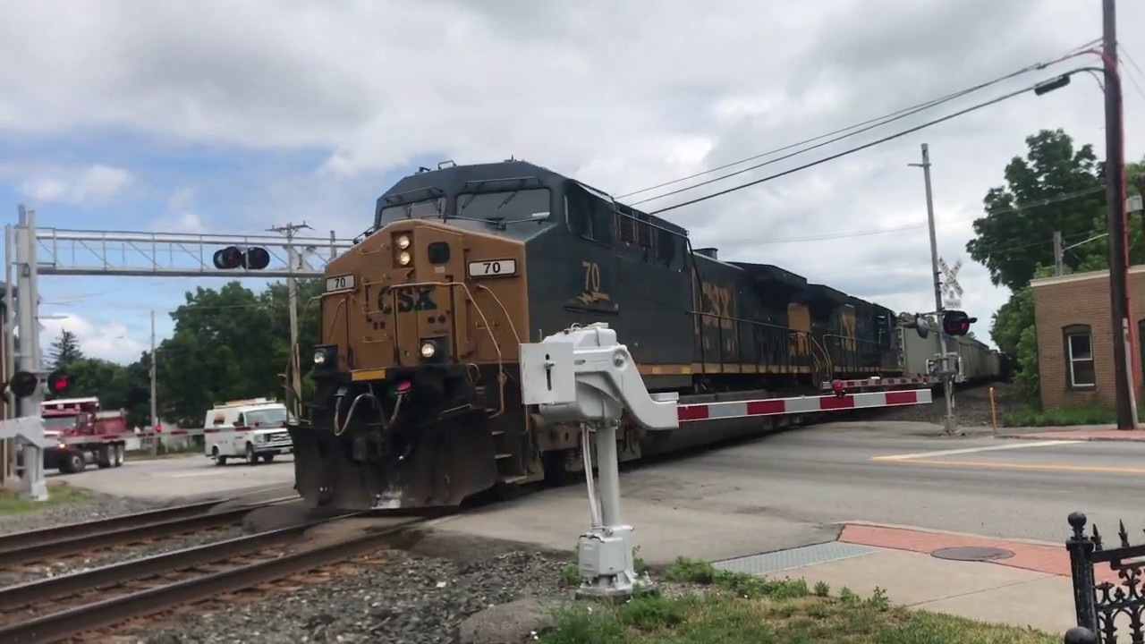 Up close with slow moving CSX general manifest train and intermodal ...