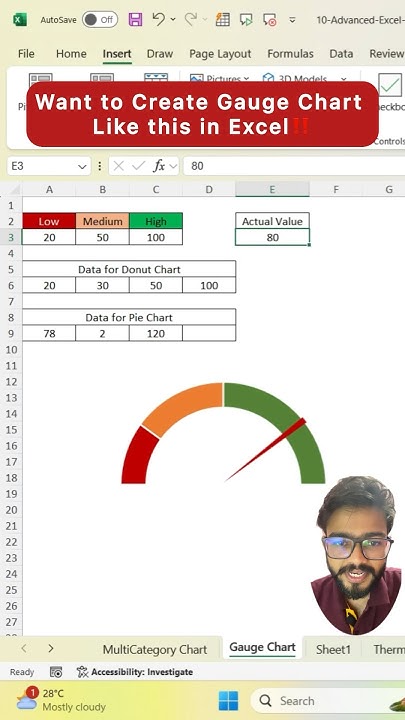 Don T Create Simple Chart In Excel‼️instead Use Gauge Chart Exceltutorial Exceltips Excel