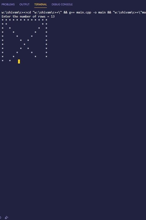 C Program To Print Hollow Square Star Pattern With Diagonal Using Class Pwos Shorts Youtube