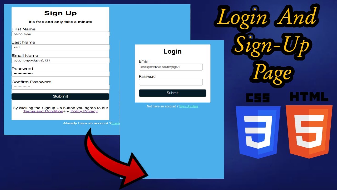 πhow To Create Login And Sign Up Page π Sign Up π Login π Page Html
